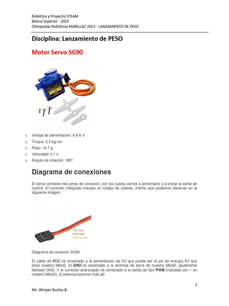 Motor Servo SG90 | PDF | Ingeniería Informática | Bienes manufacturados