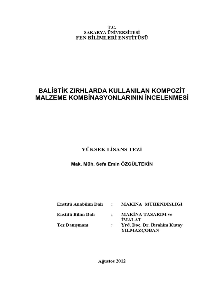 Bali̇sti̇k Zirhlarda Kullanilan Kompozi̇t | PDF Bali̇sti̇k Zirhlarda Kullanilan Kompozi̇t | PDF