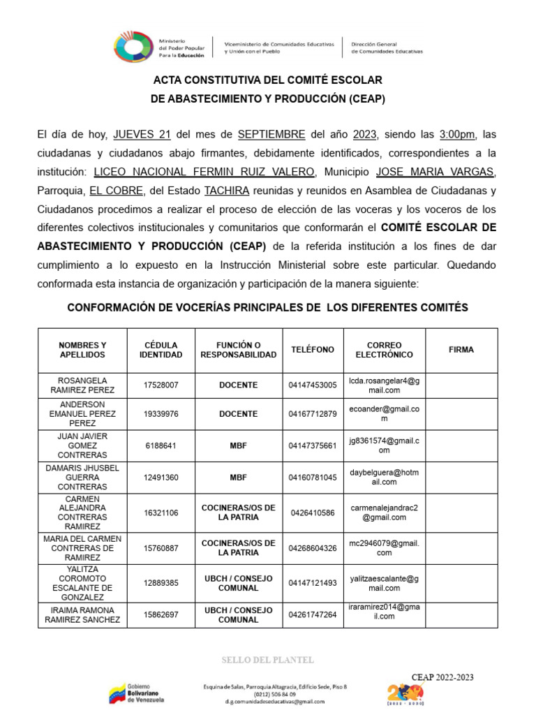 Acta Constitutiva Ceap 2023-2024 | PDF