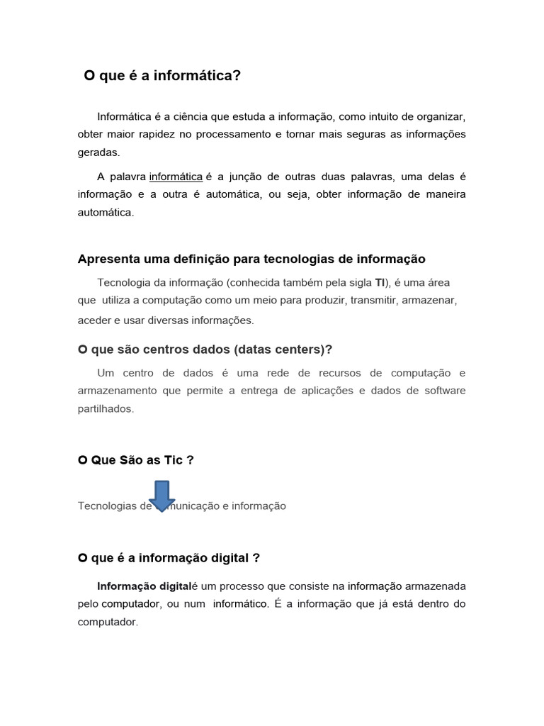 O Que e A Informatica | PDF | Tecnologia da Informação | Rede mundial ...
