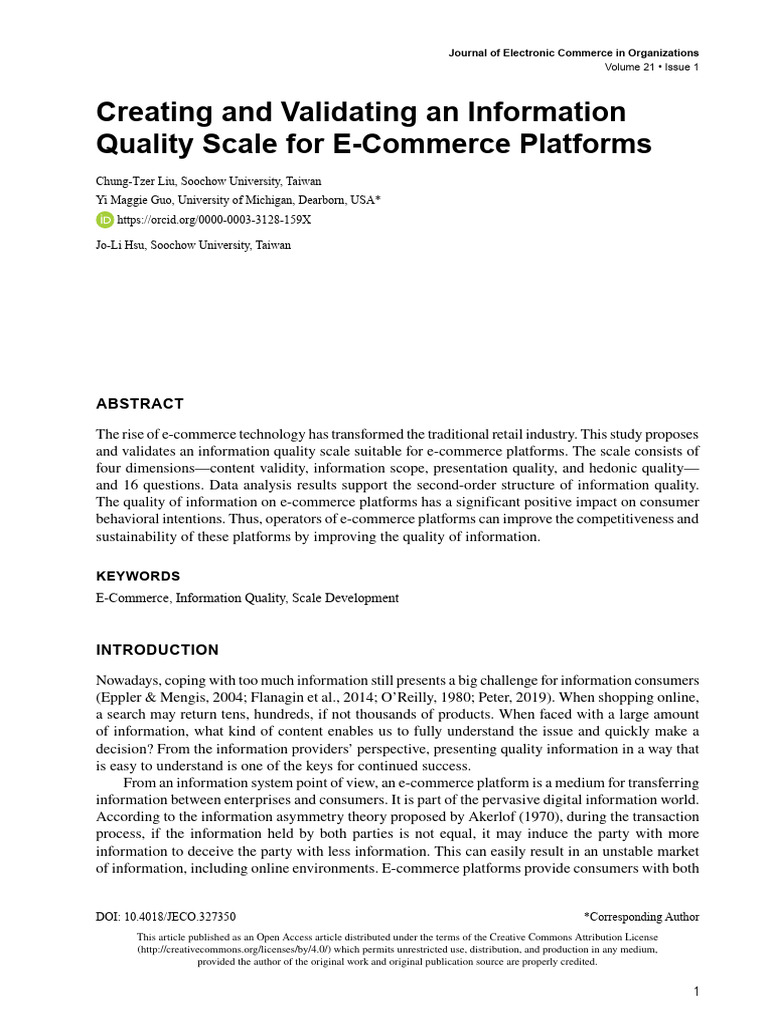 Creating and Validating An Information Quality Sca | PDF | Factor Analysis | E Commerce