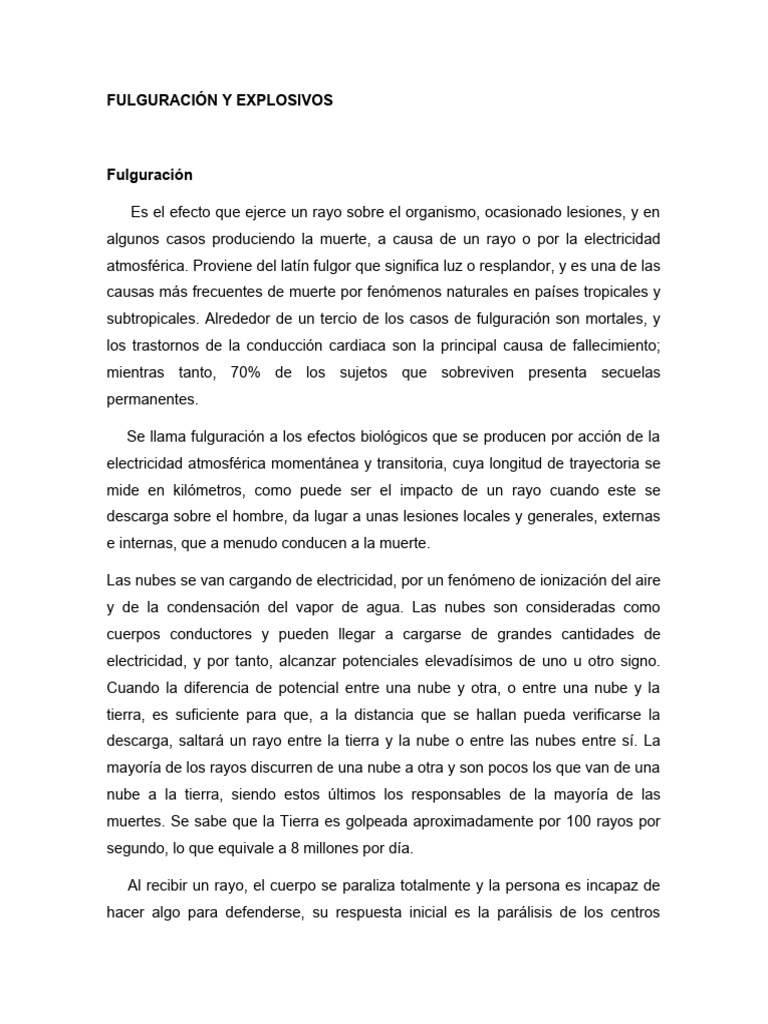 Medicina Legal Fulguración | PDF | Relámpago | Corriente eléctrica