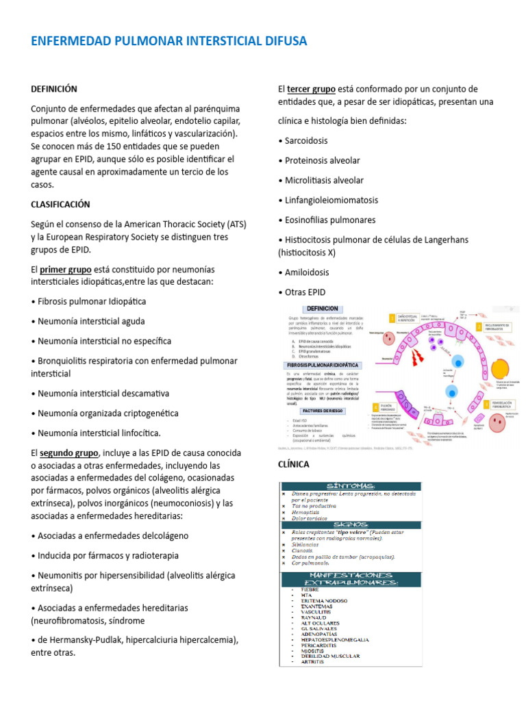 Enfermedad Pulmonar Intersticial Difusa | PDF | Neumonía | Epidemiología