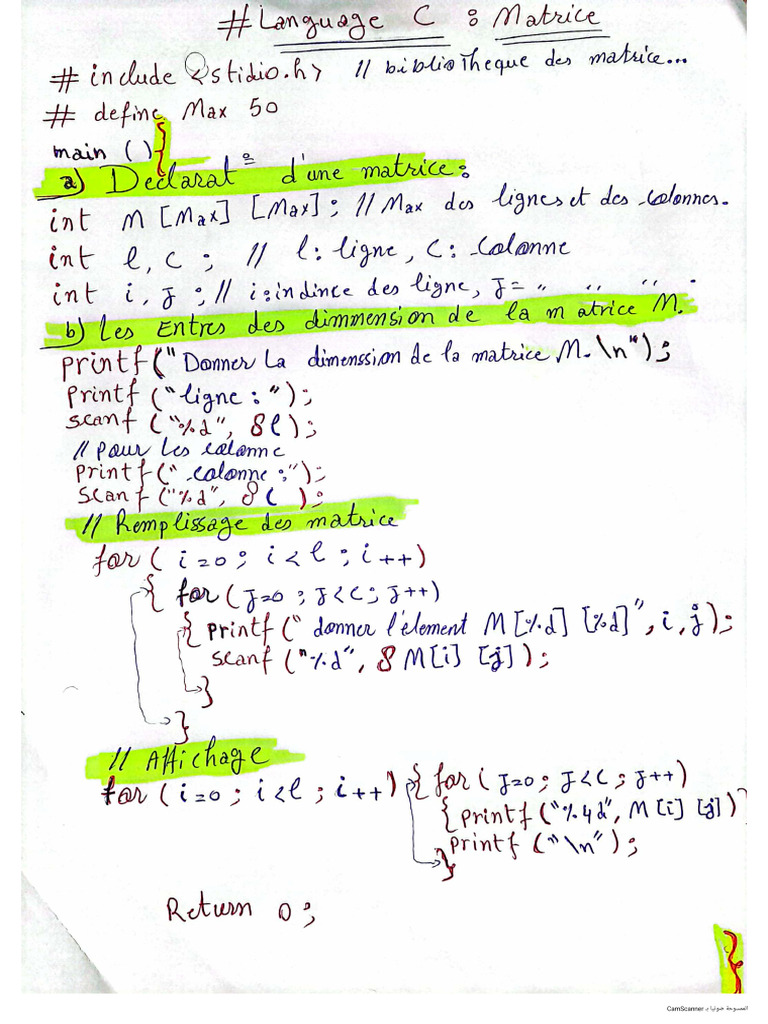 #Language C Matrice | PDF