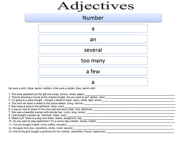 Adjective Order Chart | PDF