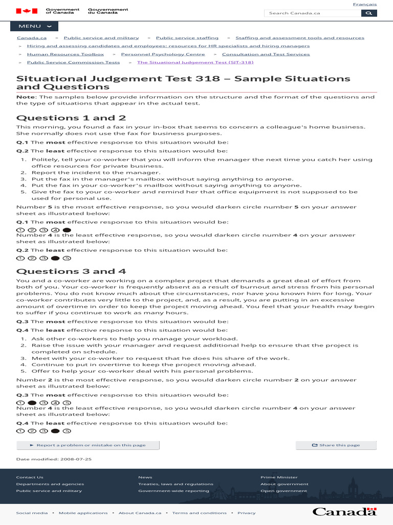 Situational Judgement Test 318 – Sample Situations and Questions ...