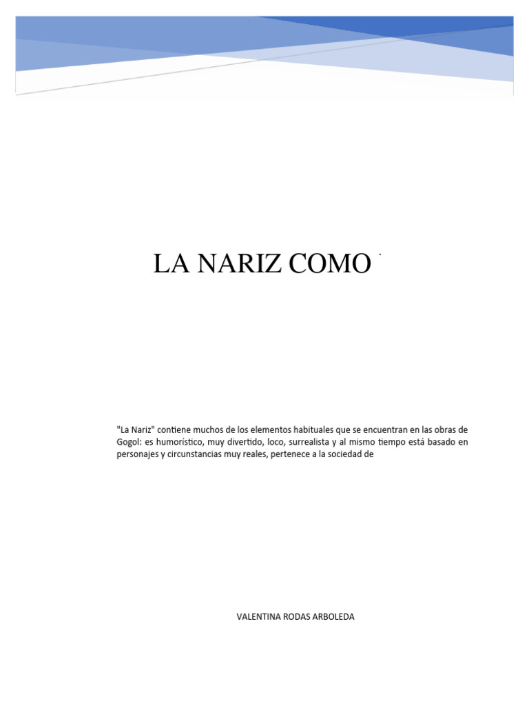 La Nariz Como Una Narracion Simbolica de La Frivolidad y Lo Superficial ...