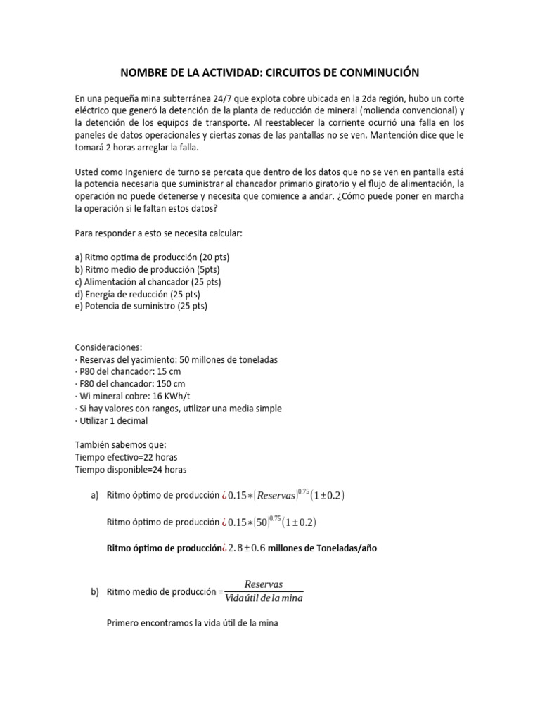 Dimensionamiento de Equipos de Mina Constanza | PDF | Naturaleza ...