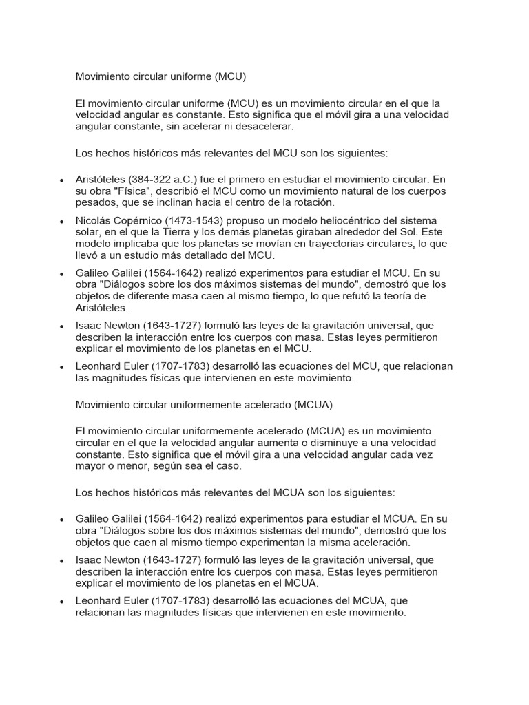 Historia y Aplicaciones del MCU y MCUA | PDF | Velocidad | Masa