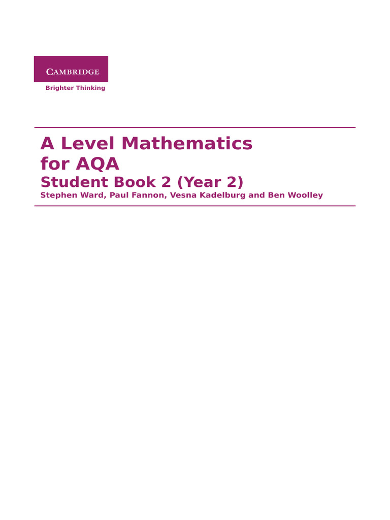 A Level Mathematics For AQA: Student Book 2 (Year 2) | PDF | Function ...