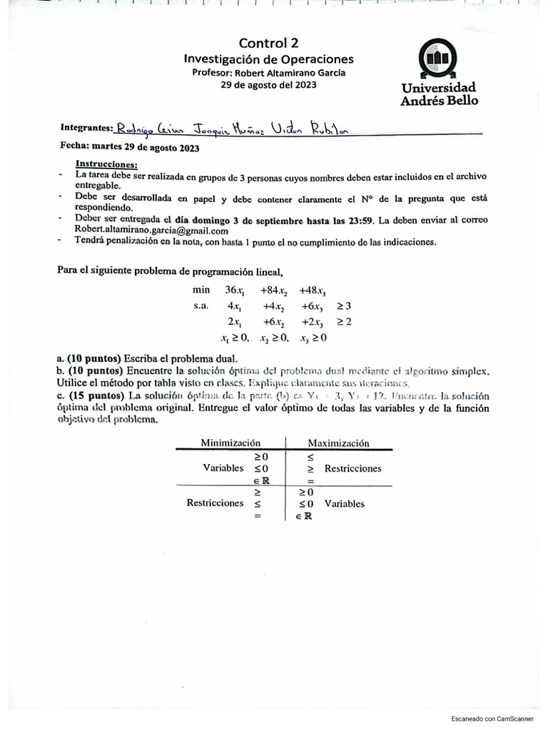 Control2 - Rubilar Victor - Leiva Rodrigo - Muñoz Juaquin | PDF