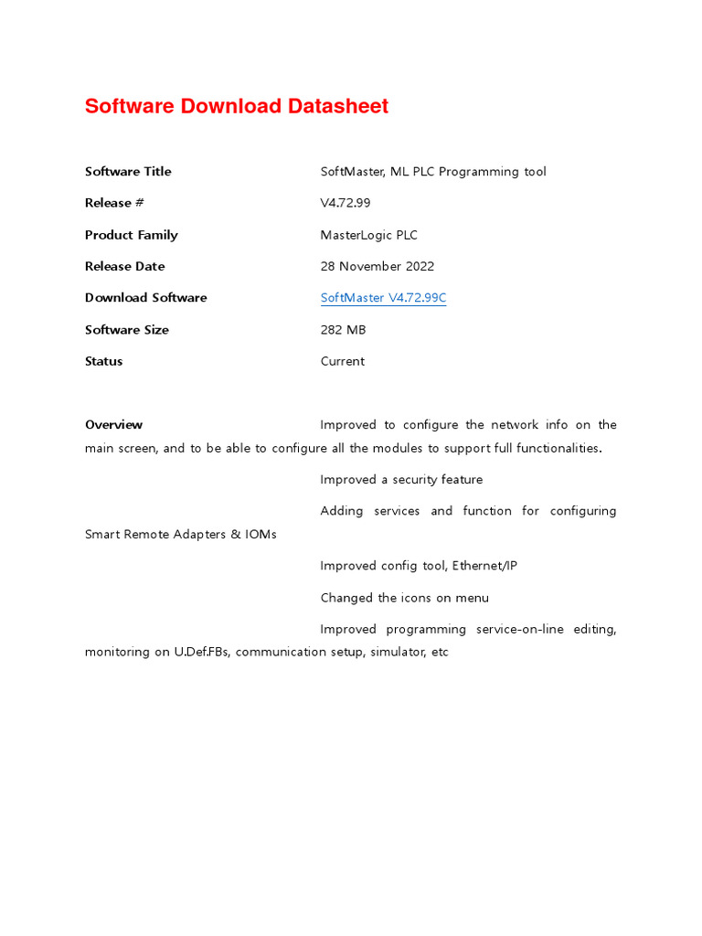 PMT Hps Honeywell Software Download Data Sheet Softmaster Mar 2023 | PDF