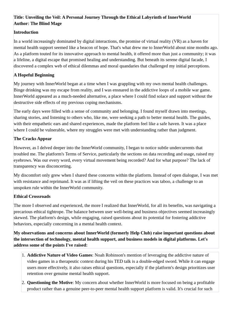 Unveiling The Veil | PDF | Mental Health | Privacy