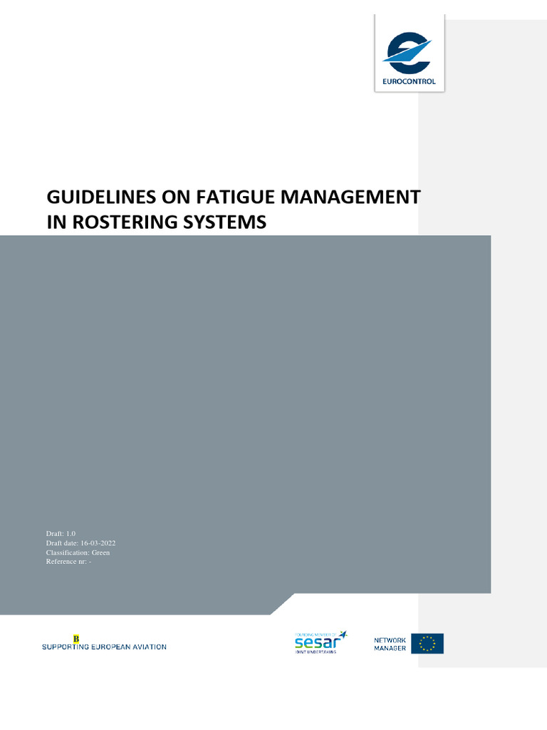 Guidelines On Fatigue Management in Rostering Systems - After WG2 | PDF | Shift Work | Air ...