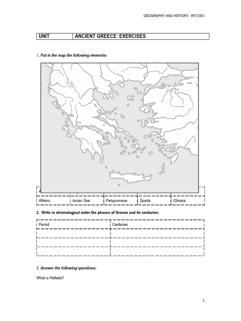 Exercises About Ancient Greece. | PDF | Ancient Greece | Classical Greece
