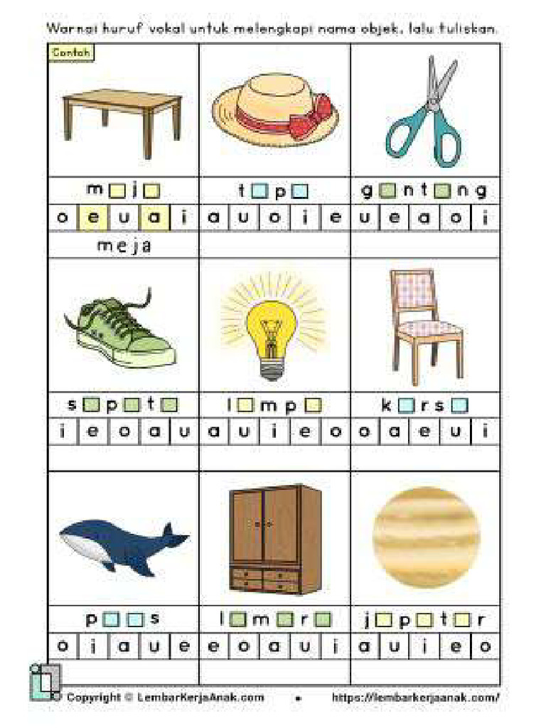 Lembar Kerja Anak TK Paud Bahasa Membaca 05 | PDF