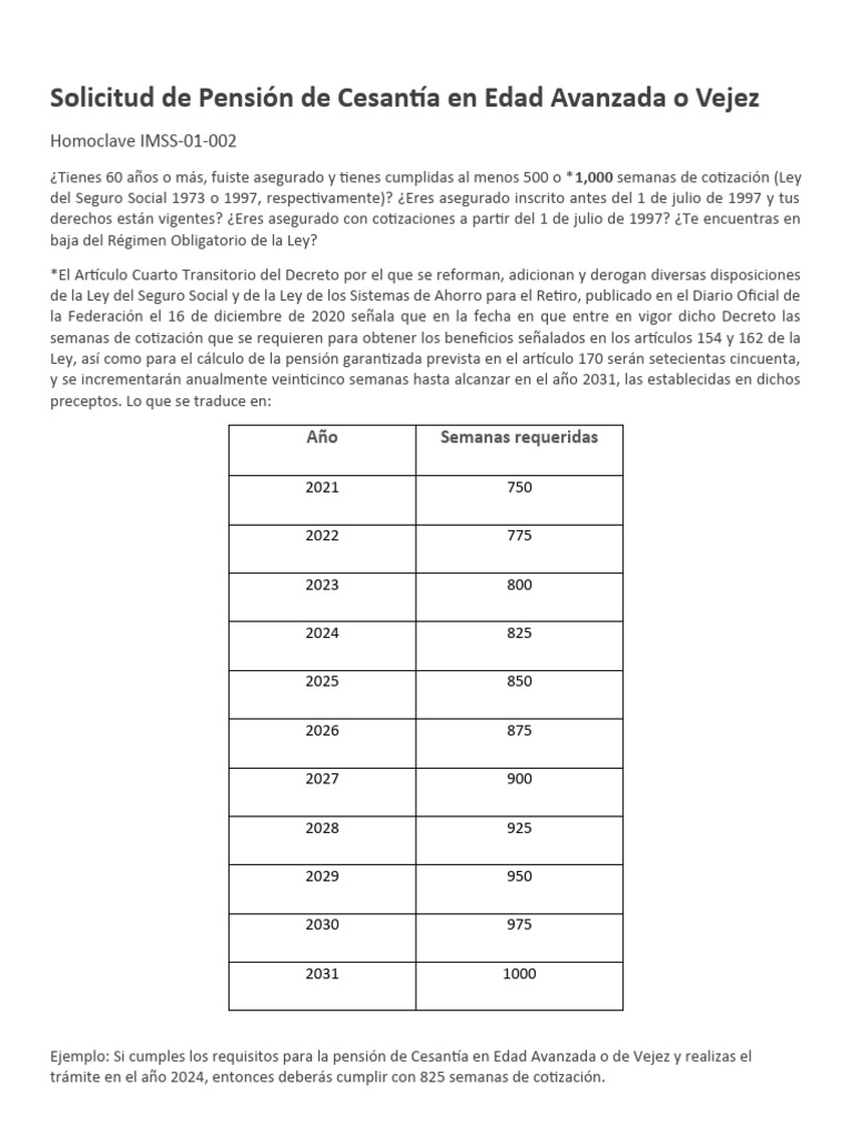 Solicitud de Pensión de Cesantía en Edad Avanzada o Vejez | PDF | Certificado de nacimiento ...