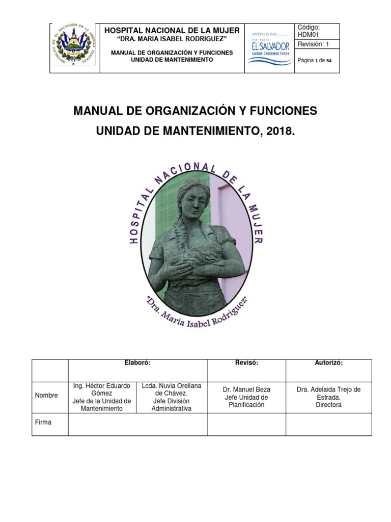 MANUAL DE ORGANIZACION Y FUNCIONES MANTENIMIENTO 2018 para Revision - SIN FIRMAS | Descargar ...