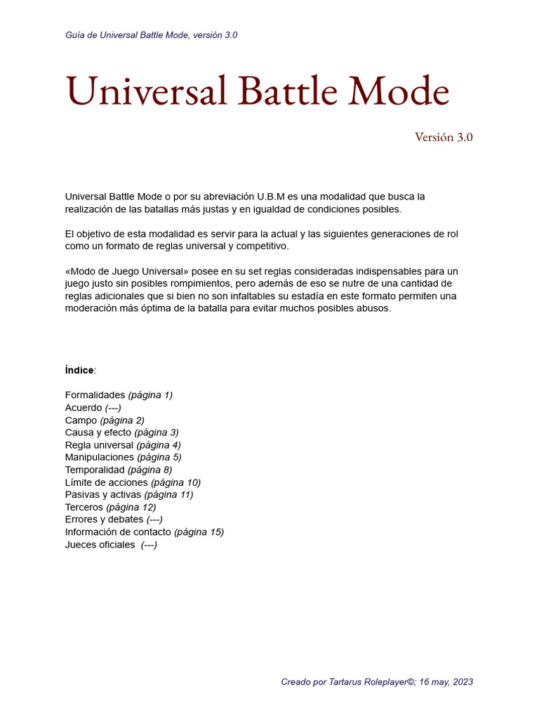 Universal Battle Mode v.3 | PDF