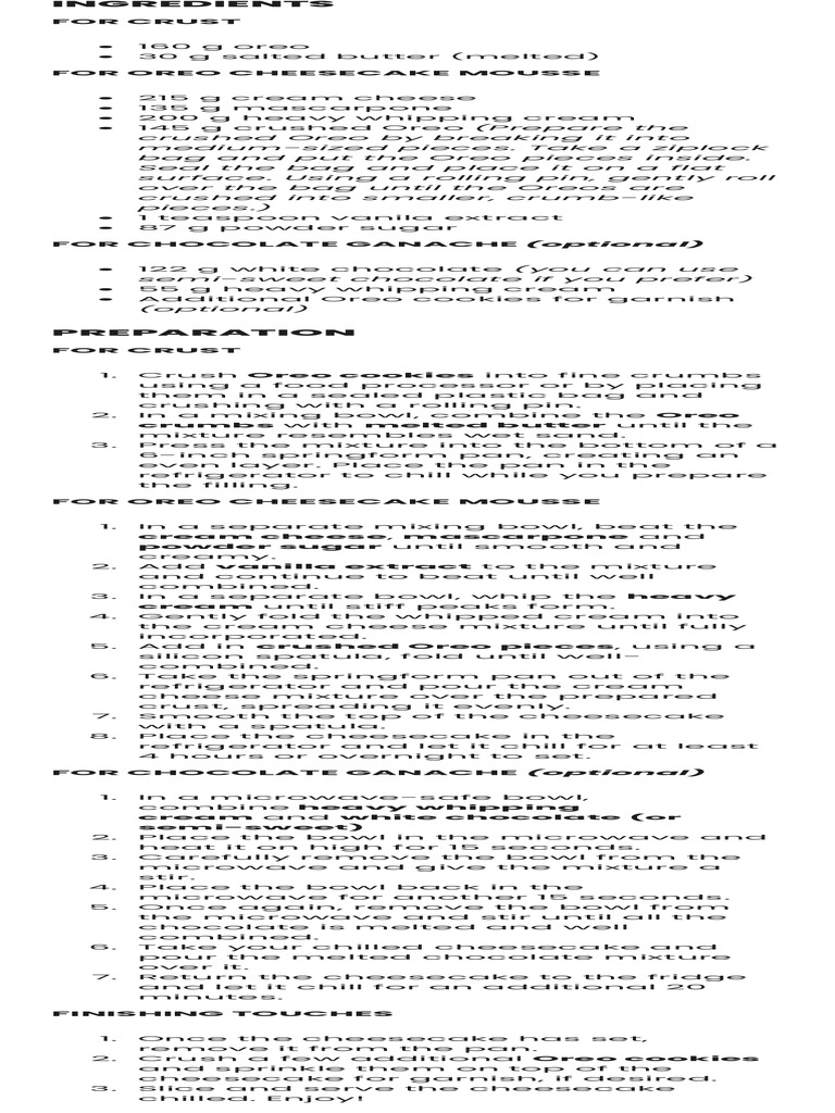 No-Bake Oreo Cheesecake Mousse - FreyaDish | PDF | Cheesecake | Cakes