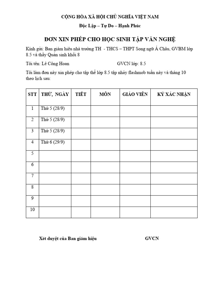 ĐƠN XIN NH Y Flashmob | PDF
