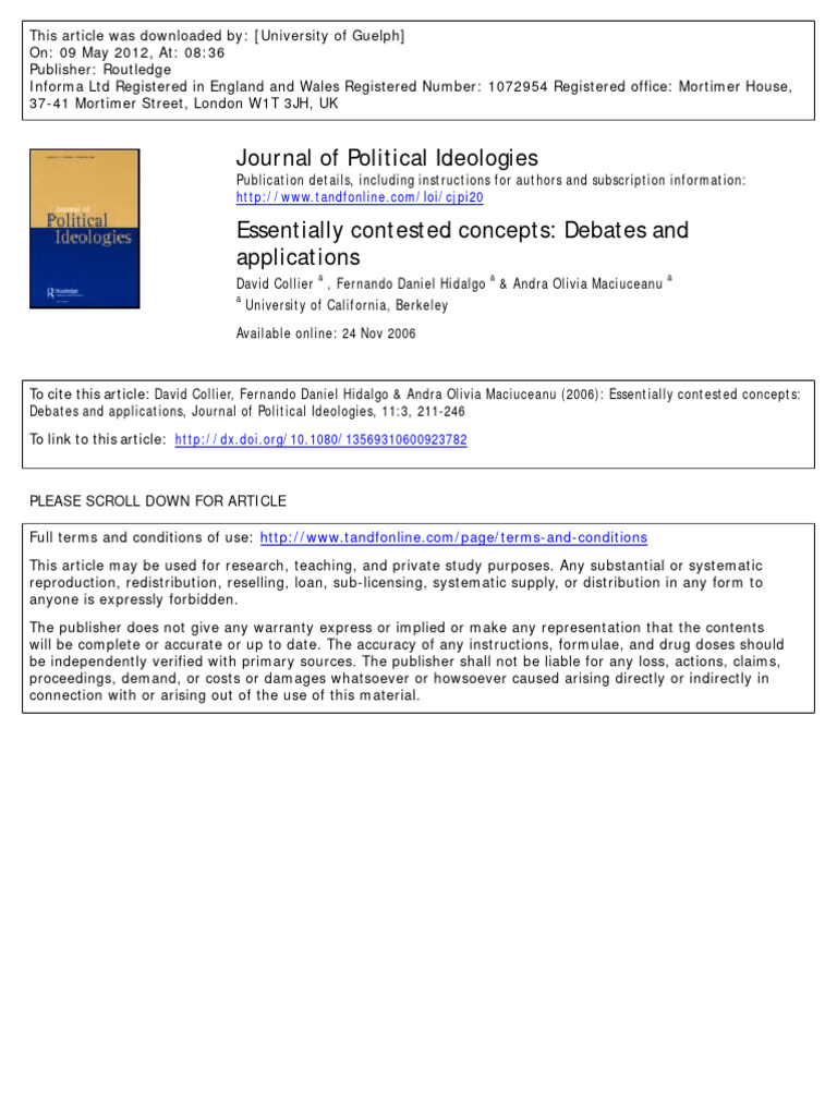 Essentially Contested Concepts Analysis | PDF | Concept | Hypothesis