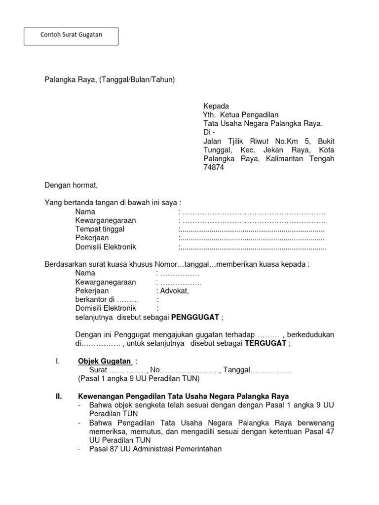 128861contoh Template Surat Gugatan-Baru | PDF