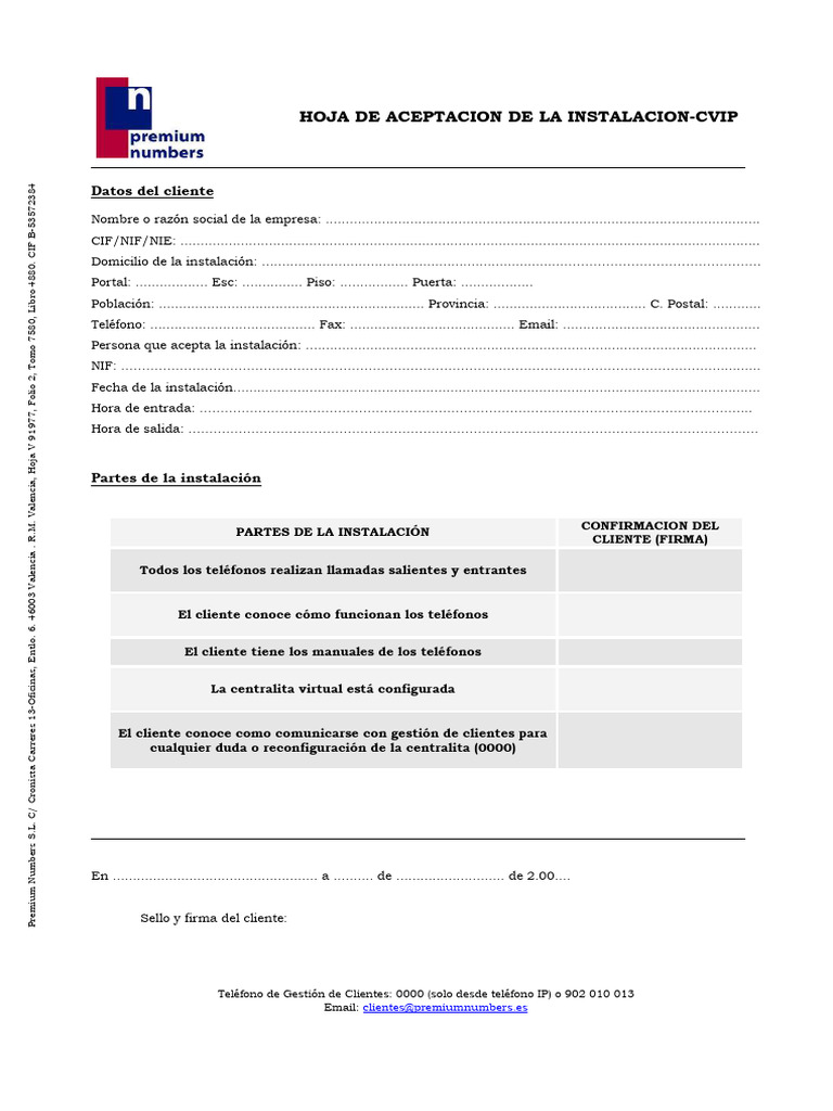 Oxapi - Instalaciones Premium Numbers | PDF