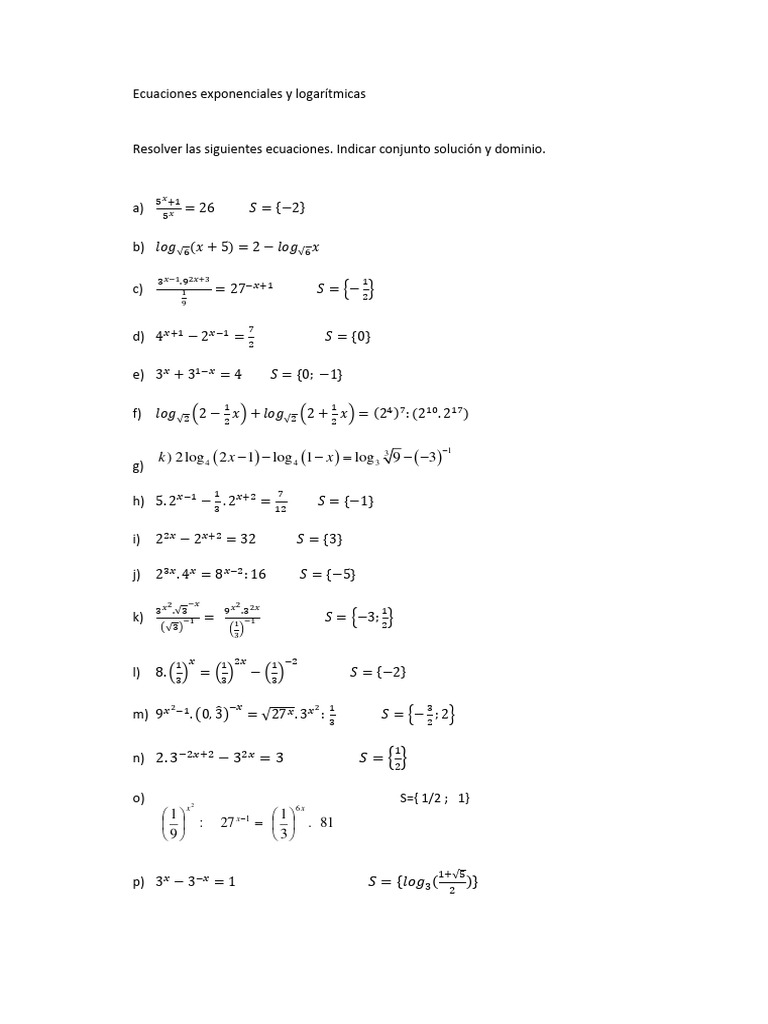 Ecuaciones Exp y Log | PDF