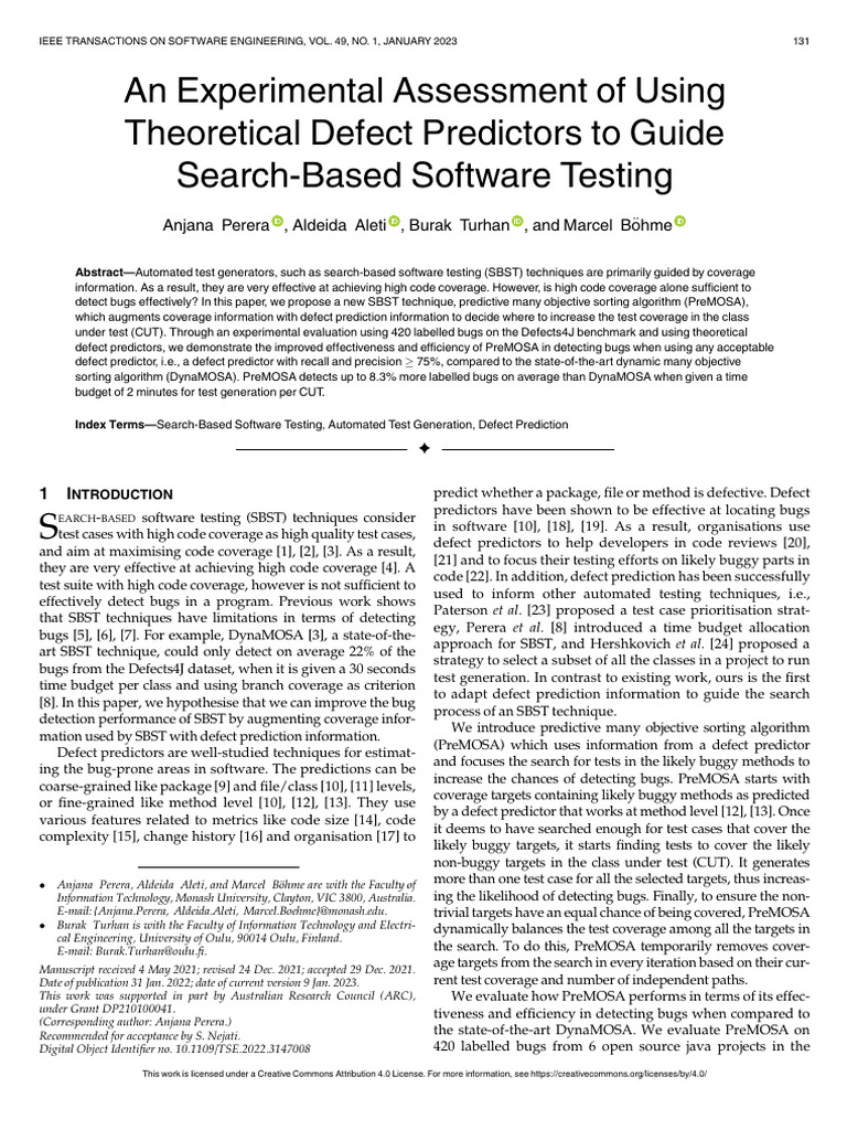 An Experimental Assessment of Using Theoretical Defect Predictors To ... An Experimental Assessment of Using Theoretical Defect Predictors To ...