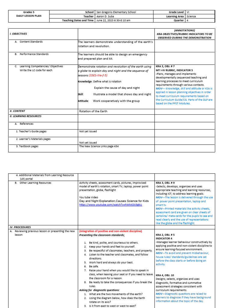Cot - DLP - Science-5 Aaron 2023 4THQ | PDF | Curriculum | Rubric (Academic)