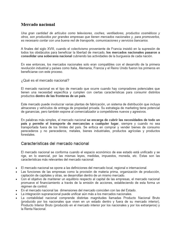 Mercado Nacional | PDF | Mercado (economía) | Business