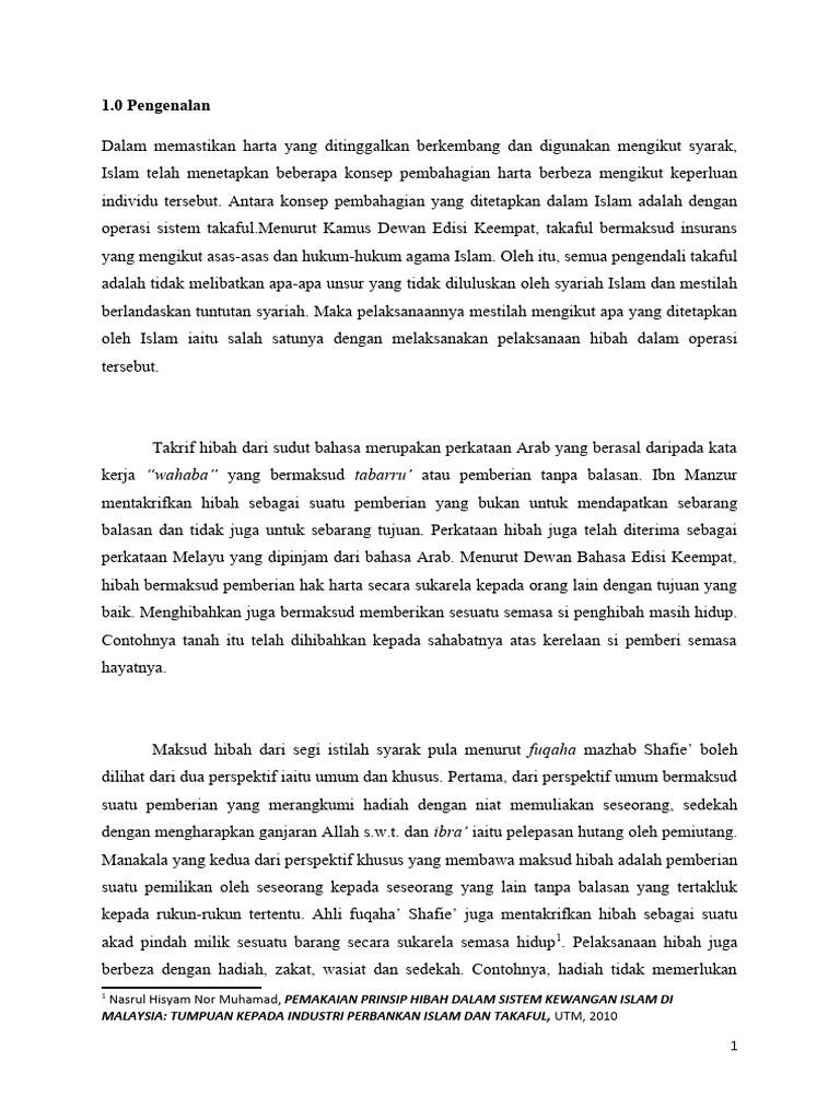Prinsip Hibah dalam Takaful Islam | PDF