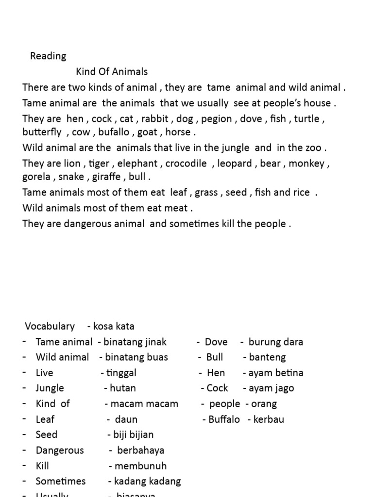 Tame and Wild Animal | PDF | Organisms | Mammals