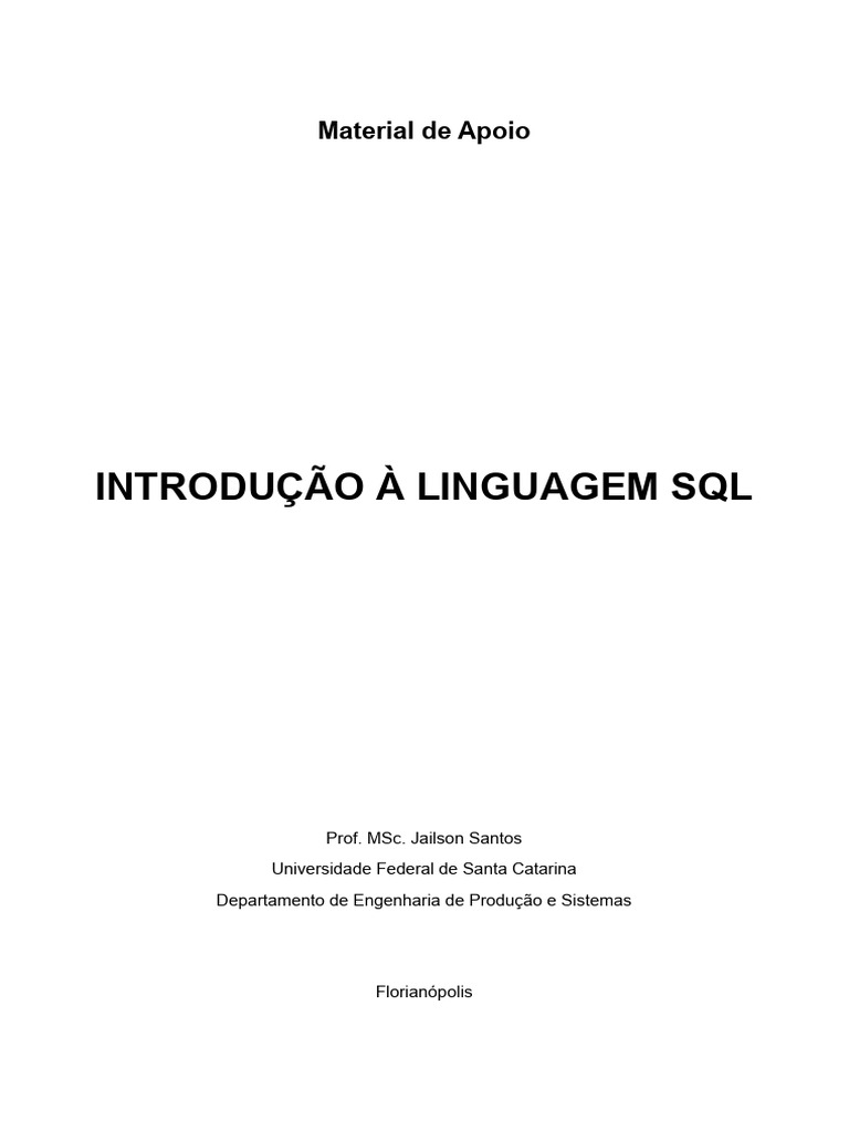 Material de Apoio - SQL (Prof Jailson) | PDF | SQL | Bancos de dados