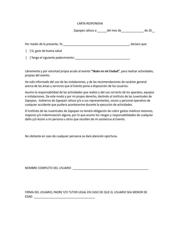 Carta Responsiva Evento | PDF