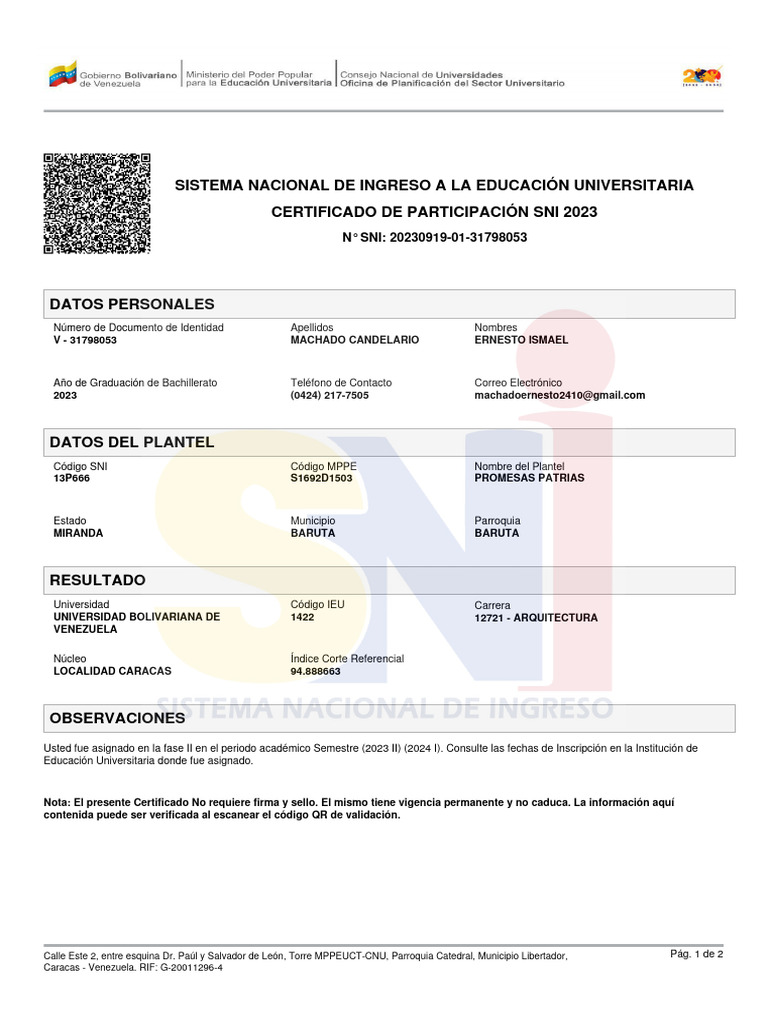 Certificado Participacion | PDF | Venezuela