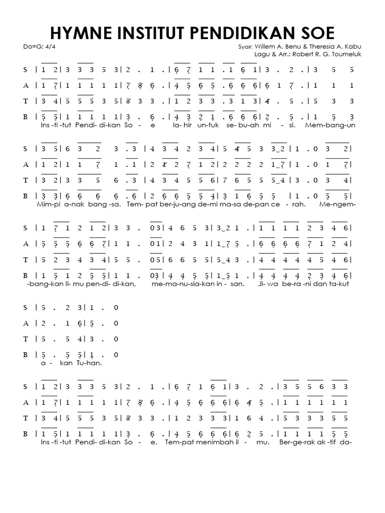 Hymne Institut Pendidikan Soe | PDF