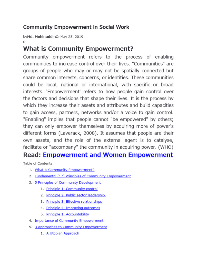 Community Empowerment in Social Work | PDF | Empowerment | Community