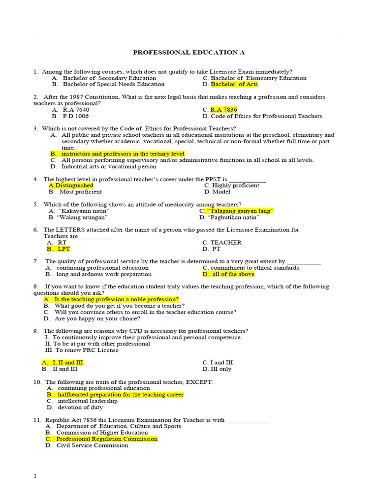 Professional Education A | PDF | Curriculum | Educational Assessment