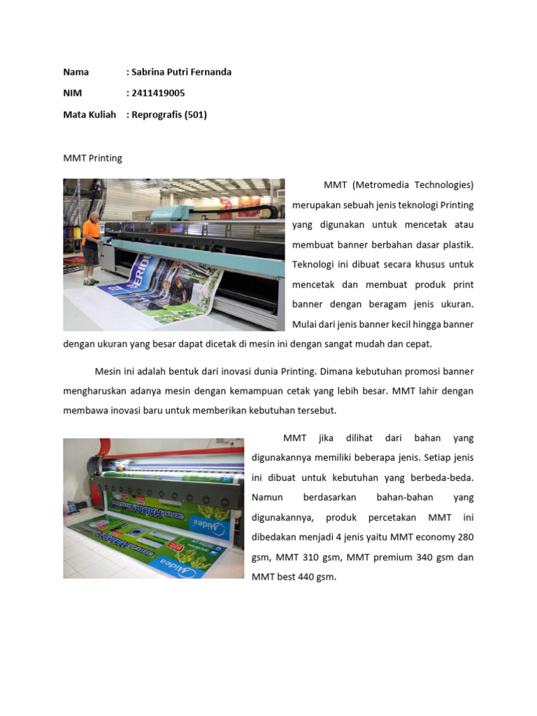 MMT Printing - Reprografis | PDF