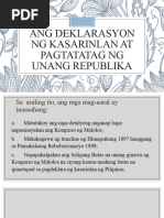 AP Q1 - Ang Deklarasyon NG Kasarinlan at Pagtatag NG Unang Republika | PDF