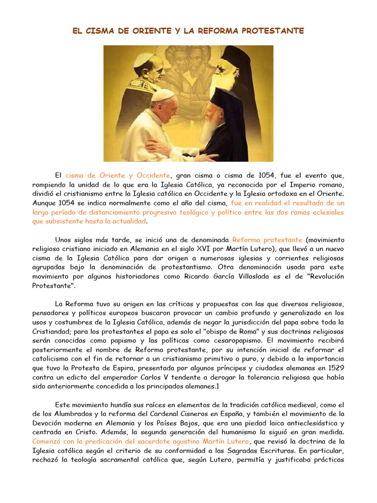 S22 El Cisma de Oriente y La Reforma Protestante | PDF | protestantismo ...