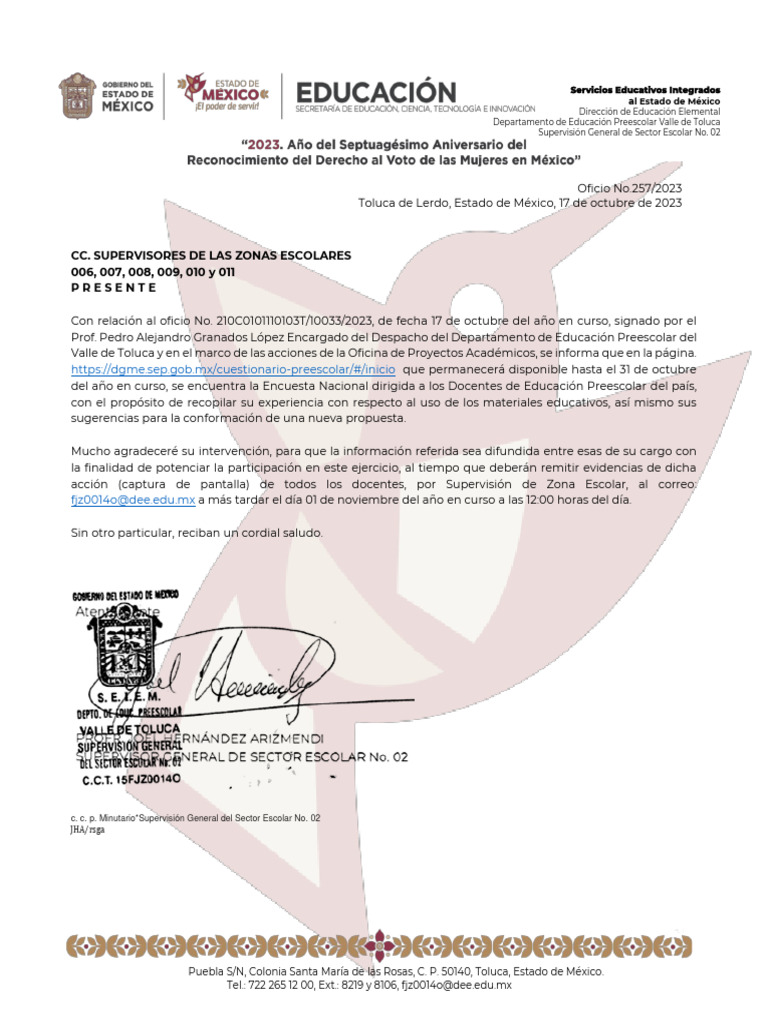 Oficio No.257 Encuesta Nacional | PDF