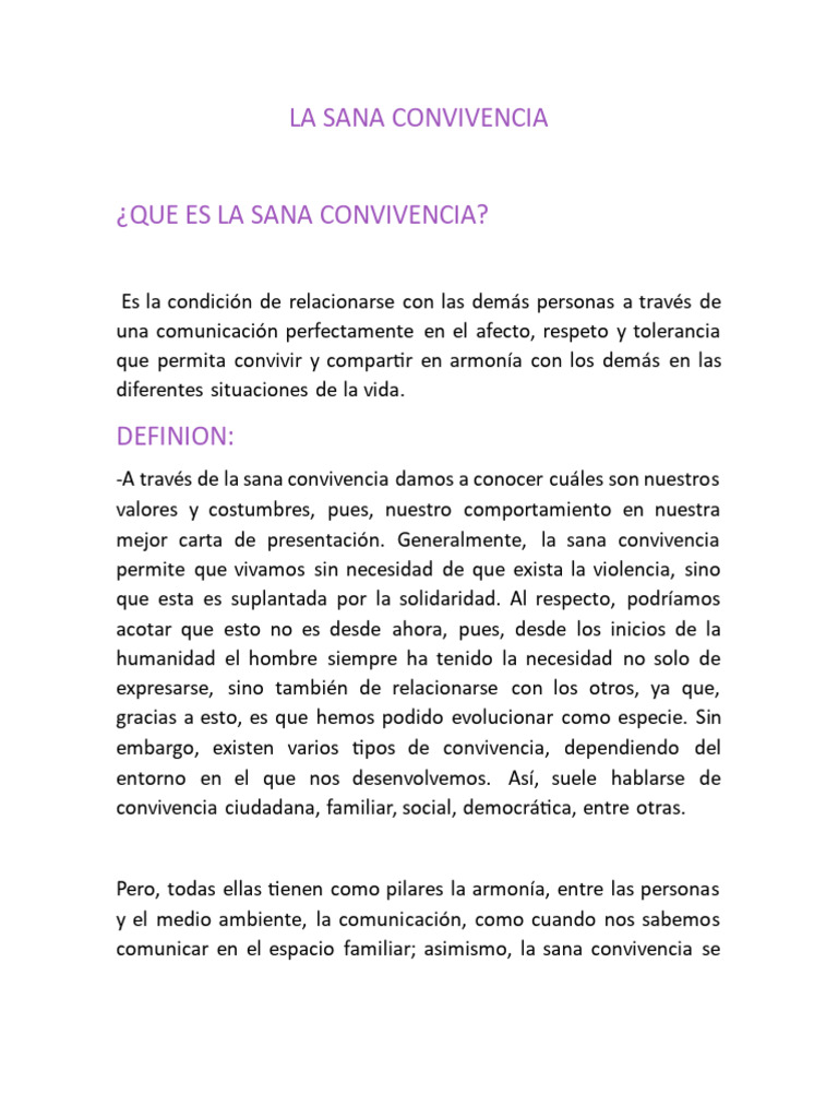 La Sana Convivencia | PDF | Tolerancia