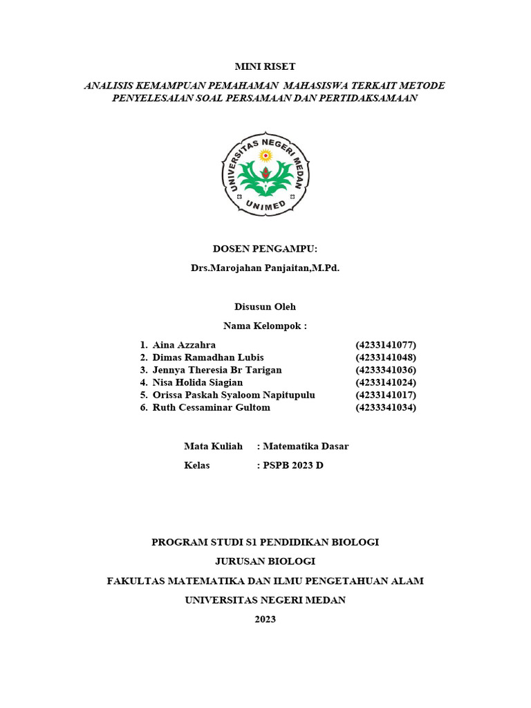 Mini Riset Matematika Dasar Kelomok 5 | PDF | Karier & Perkembangan