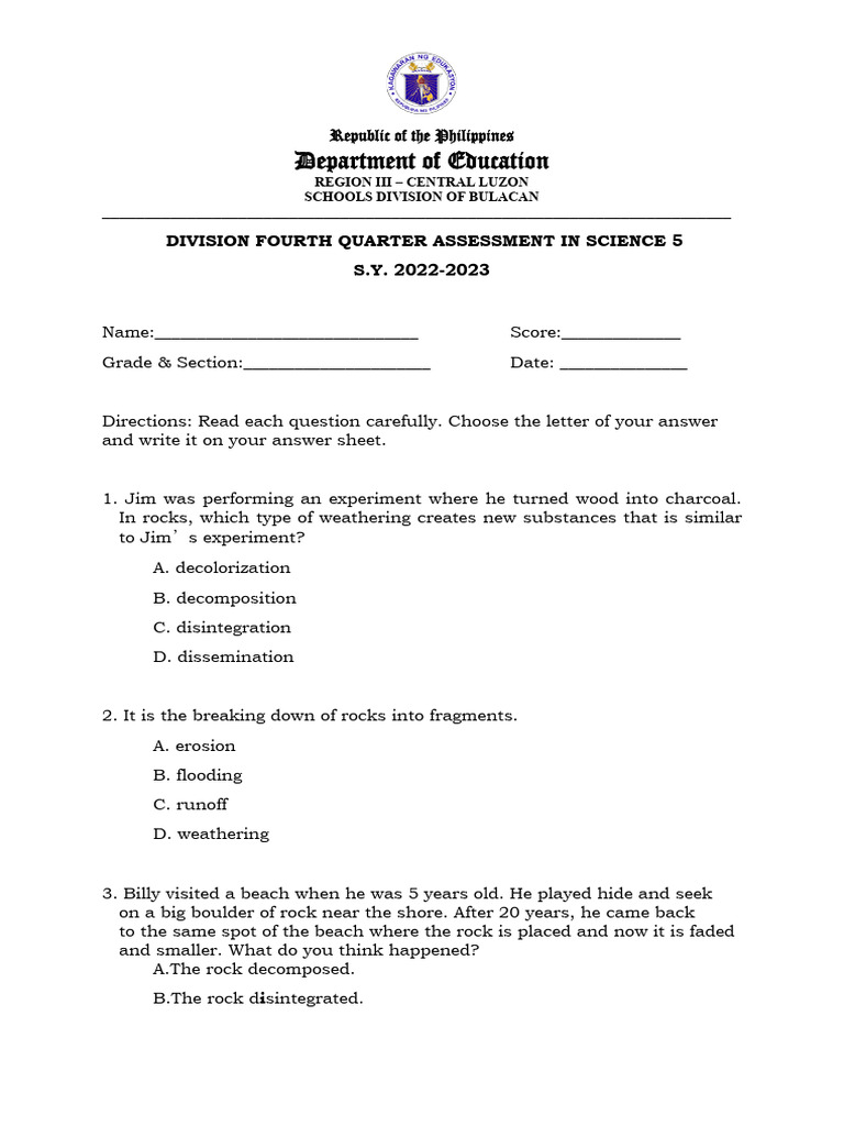 Science Grade 5 | PDF | Soil | Tropical Cyclones