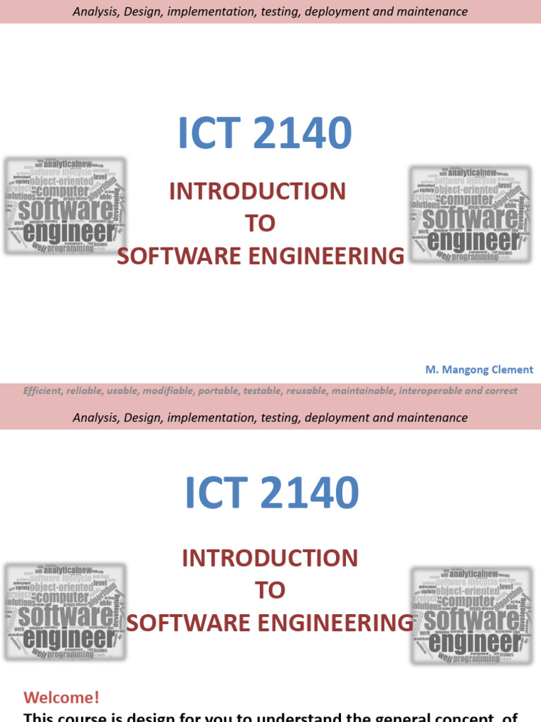 Ict 2140 Introduction To Software Engineering Lesson One Pdf Software Engineering Software