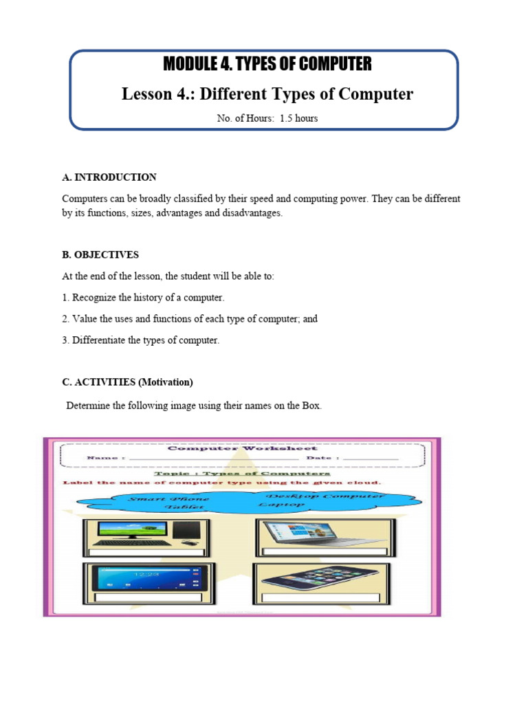 Computer Fundamentals MODULE 4 LESSON 1 | PDF | Personal Computers | Mainframe Computer