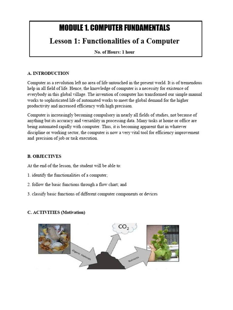 Computer Fundamentals MODULE 1 LESSON 1 | PDF | Input/Output | Central ... Computer Fundamentals MODULE 1 LESSON 1 | PDF | Input/Output | Central ...